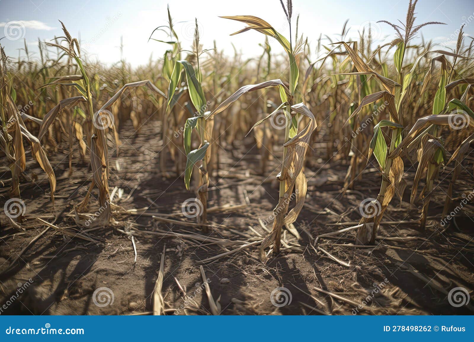 Drought in Cultivated Corn Maize Crop Field Stock Photo - Image of ...