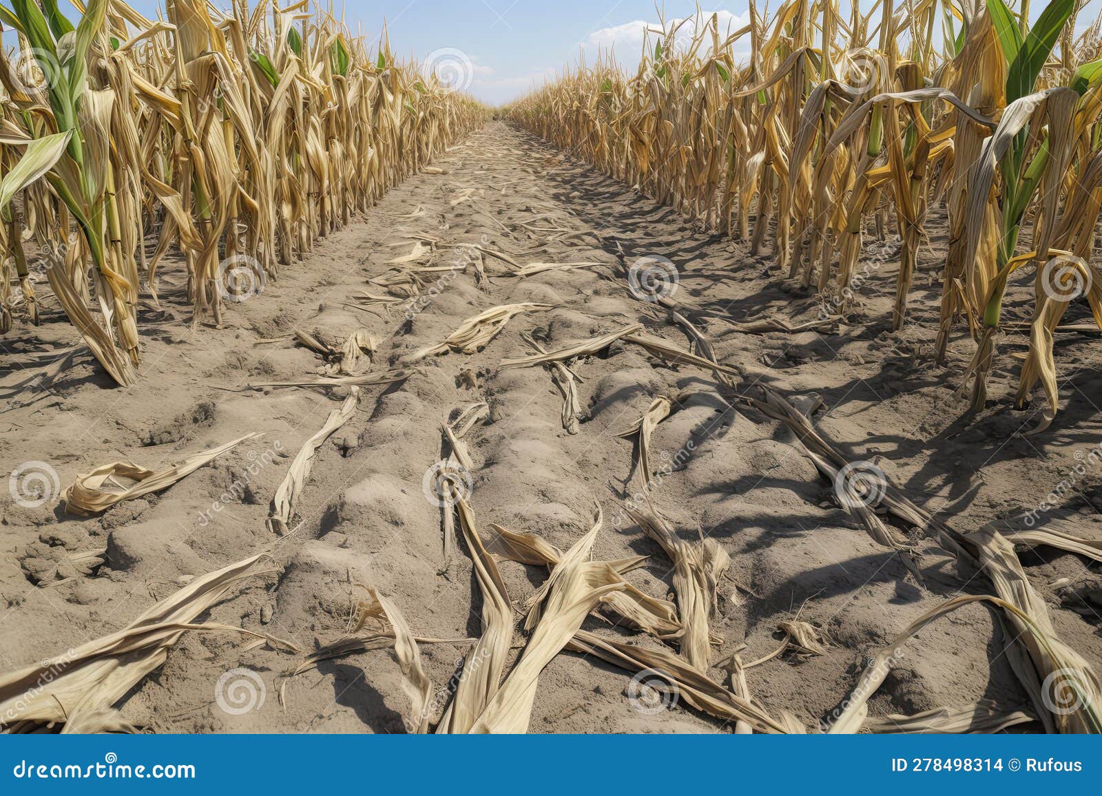 Drought in Cultivated Corn Maize Crop Field Stock Illustration ...