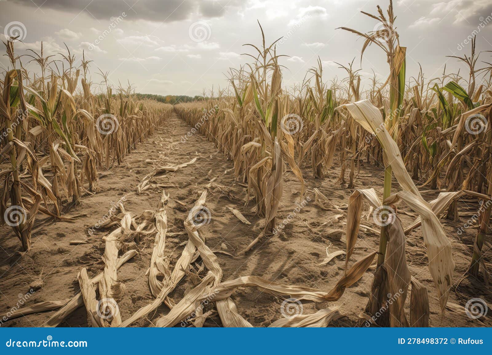 Drought in Cultivated Corn Maize Crop Field Stock Illustration ...