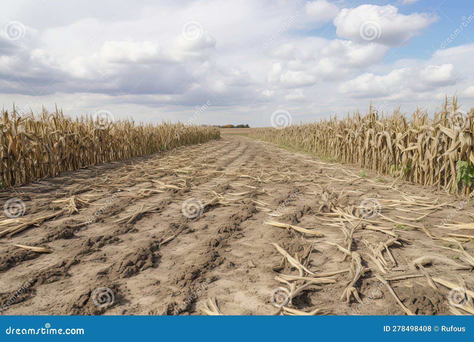 Drought in Cultivated Corn Maize Crop Field Stock Illustration ...
