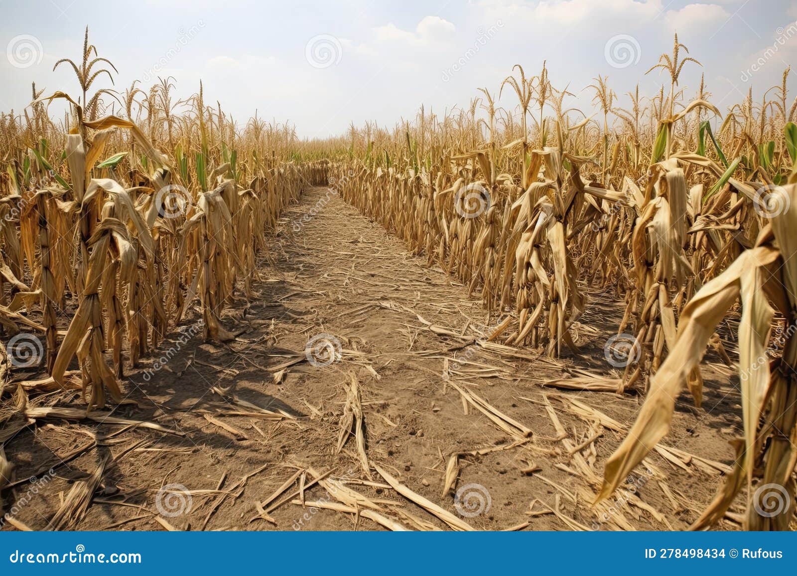 Drought in Cultivated Corn Maize Crop Field Stock Illustration ...