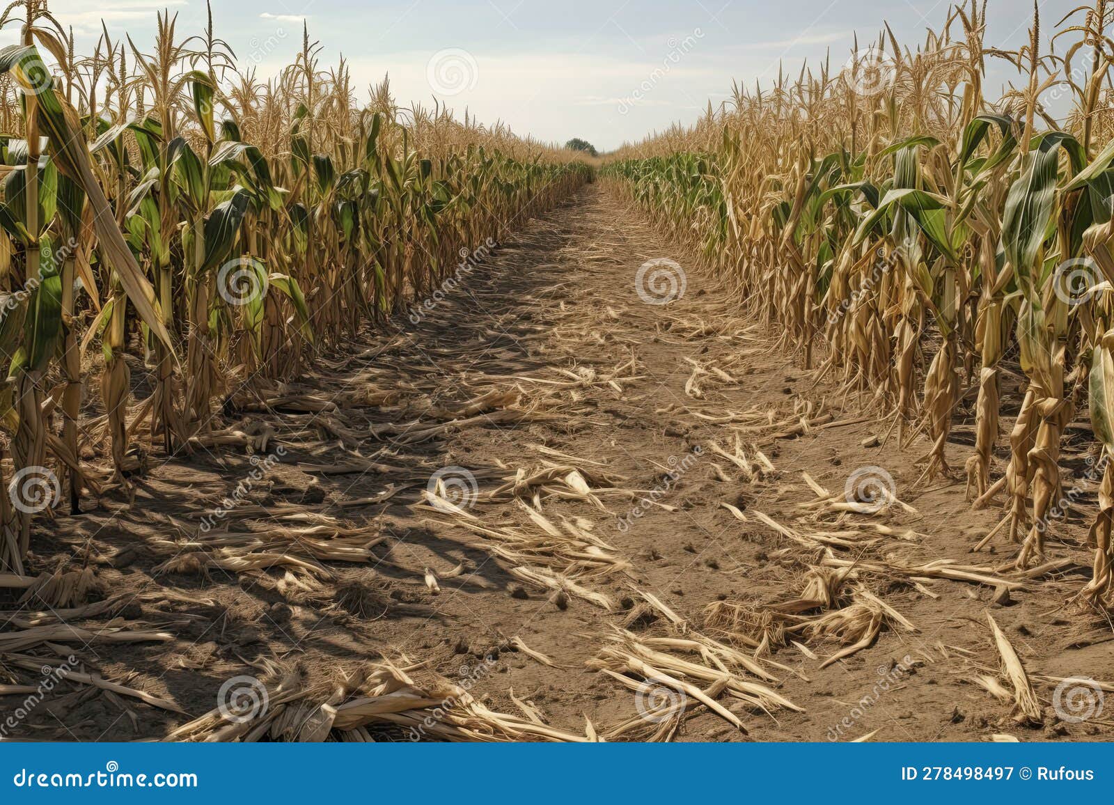 Drought in Cultivated Corn Maize Crop Field Stock Illustration ...