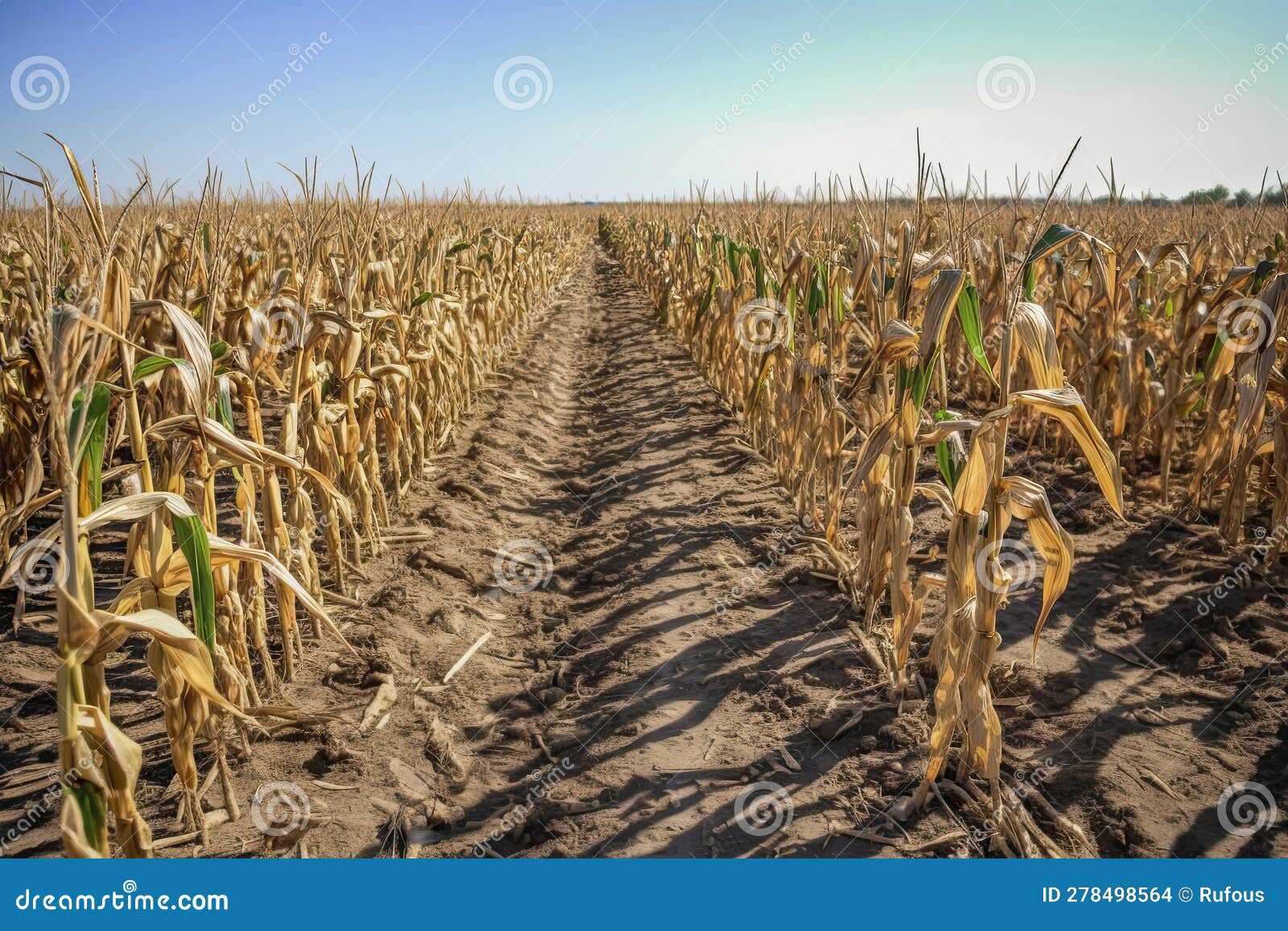 Drought in Cultivated Corn Maize Crop Field Stock Illustration ...