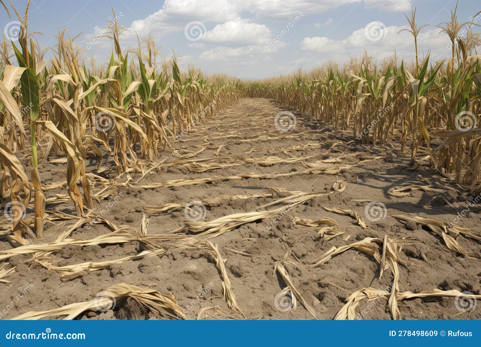 Drought in Cultivated Corn Maize Crop Field Stock Illustration ...