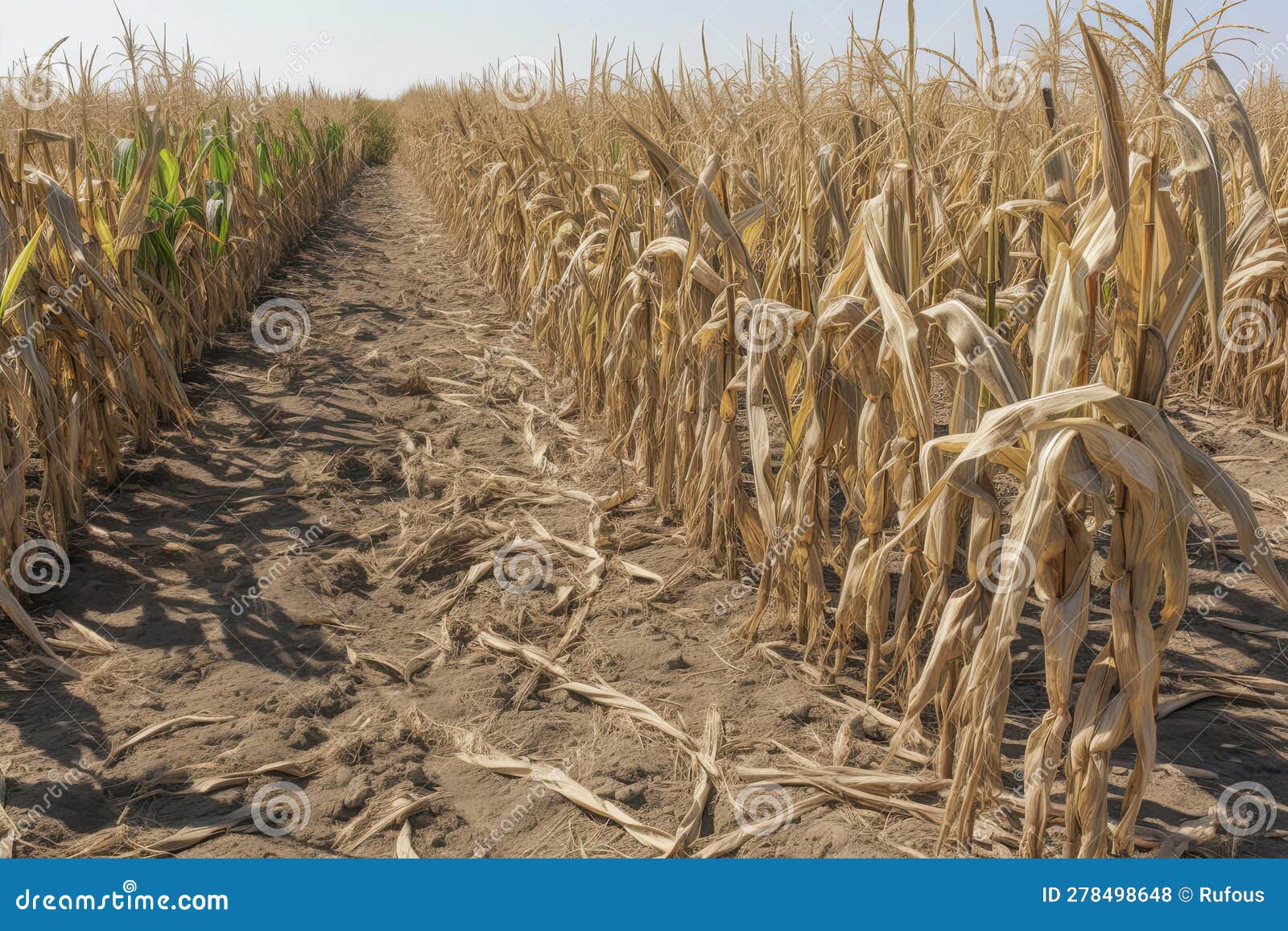 Drought in Cultivated Corn Maize Crop Field Stock Illustration ...