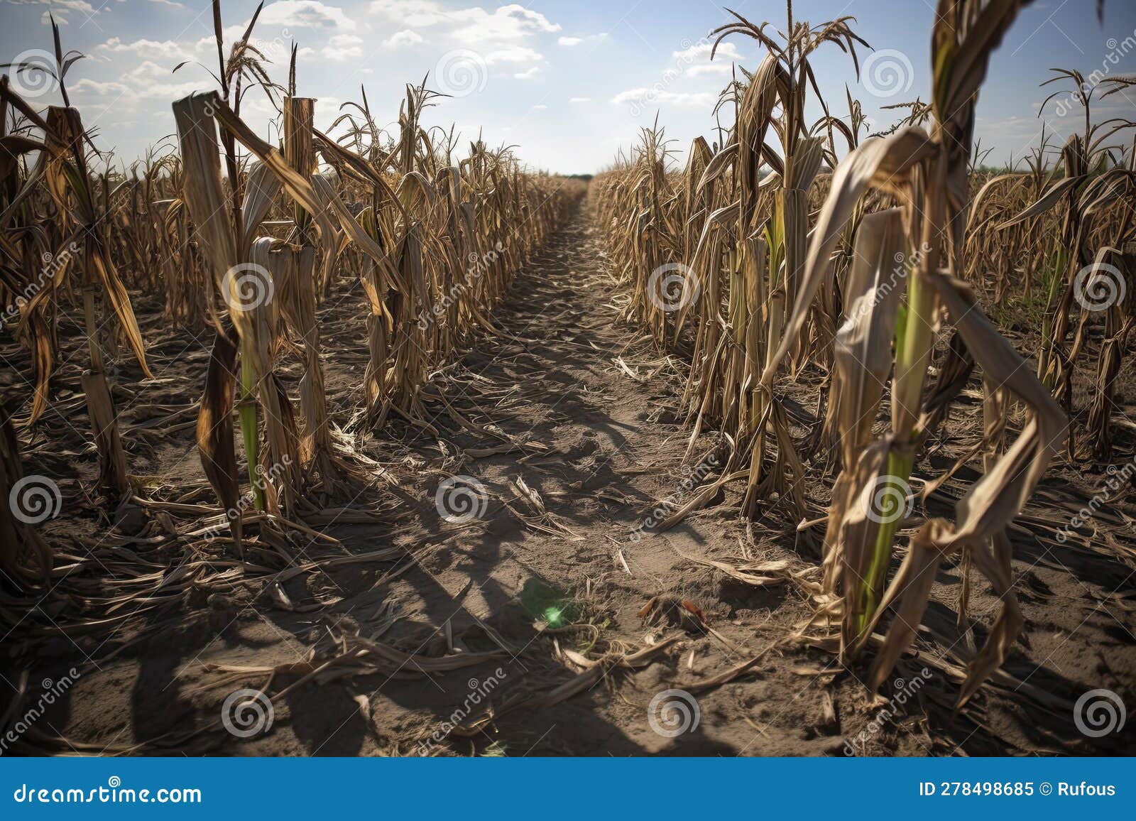 Drought in Cultivated Corn Maize Crop Field Stock Illustration ...