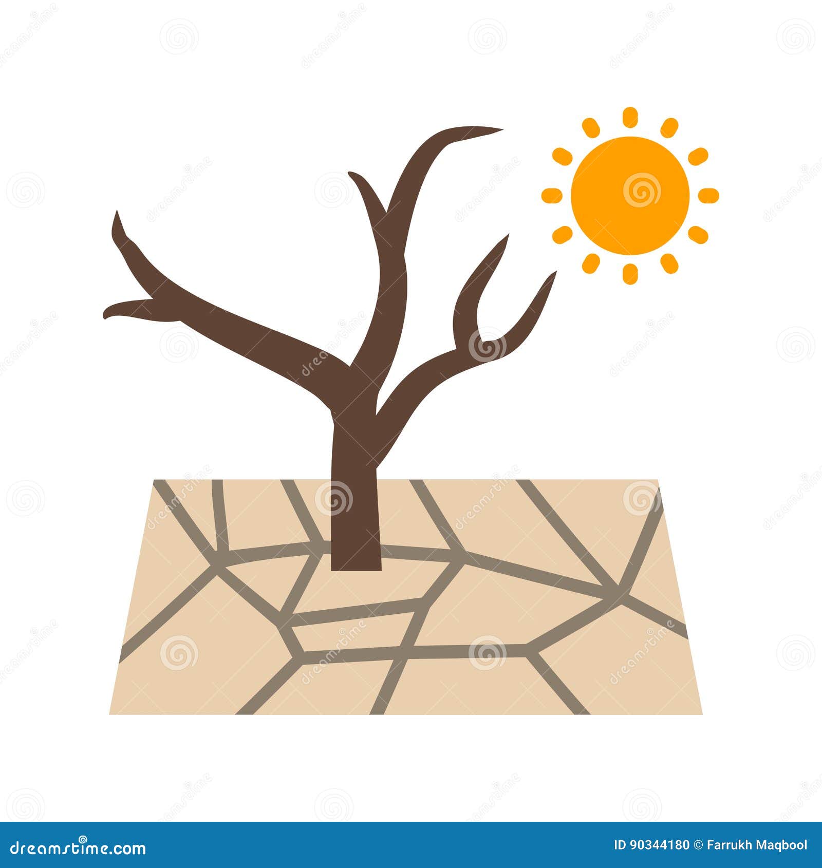 Drought stock vector. Illustration of warming, vector - 90344180