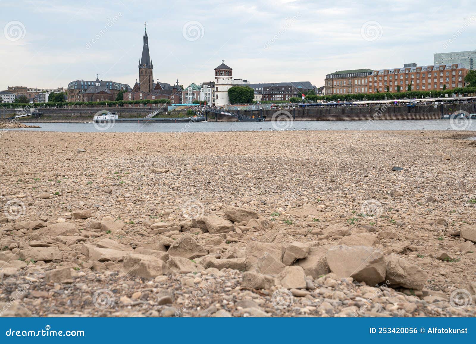 Drought in Germany, Low Water on Rhine River Editorial Photo - Image of ...