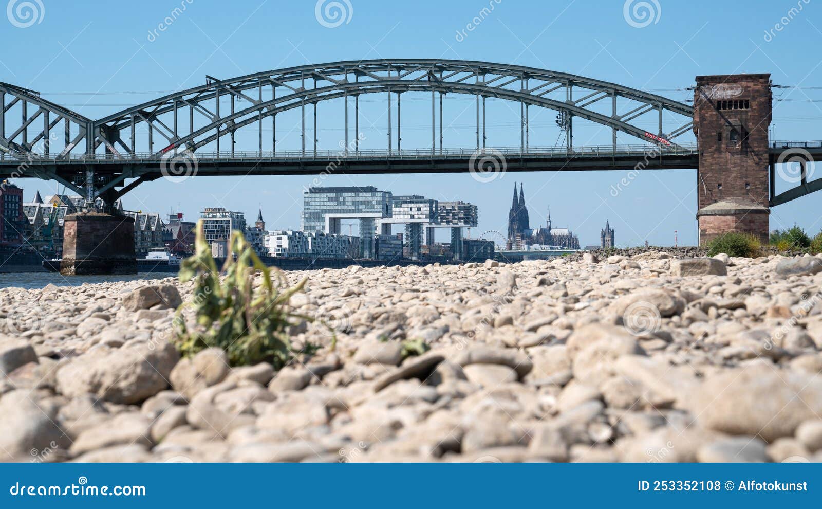 Drought in Germany, Low Water on Rhine River Stock Photo - Image of ...