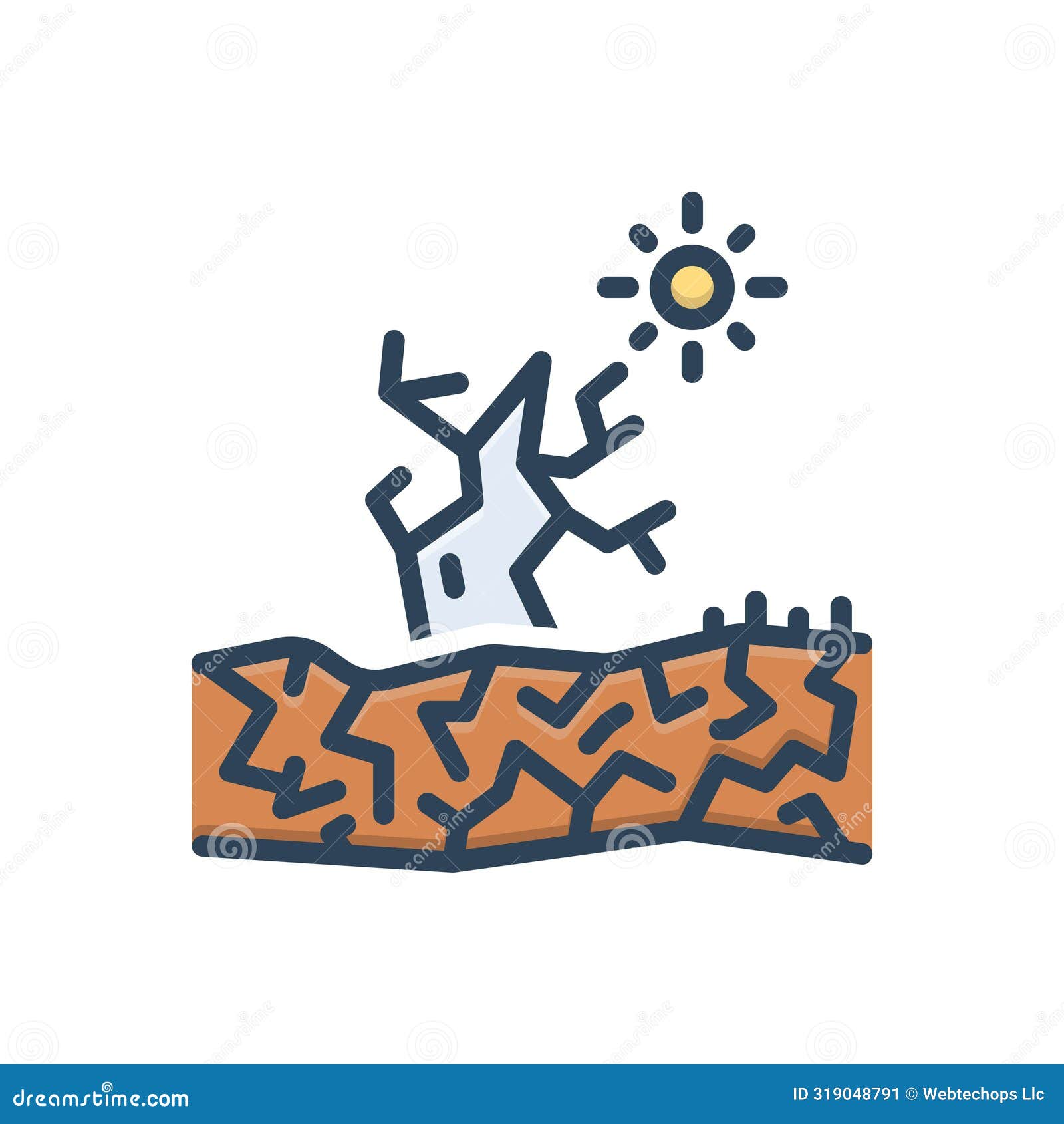 Color Illustration Icon for Drought, Disaster and Land Stock ...