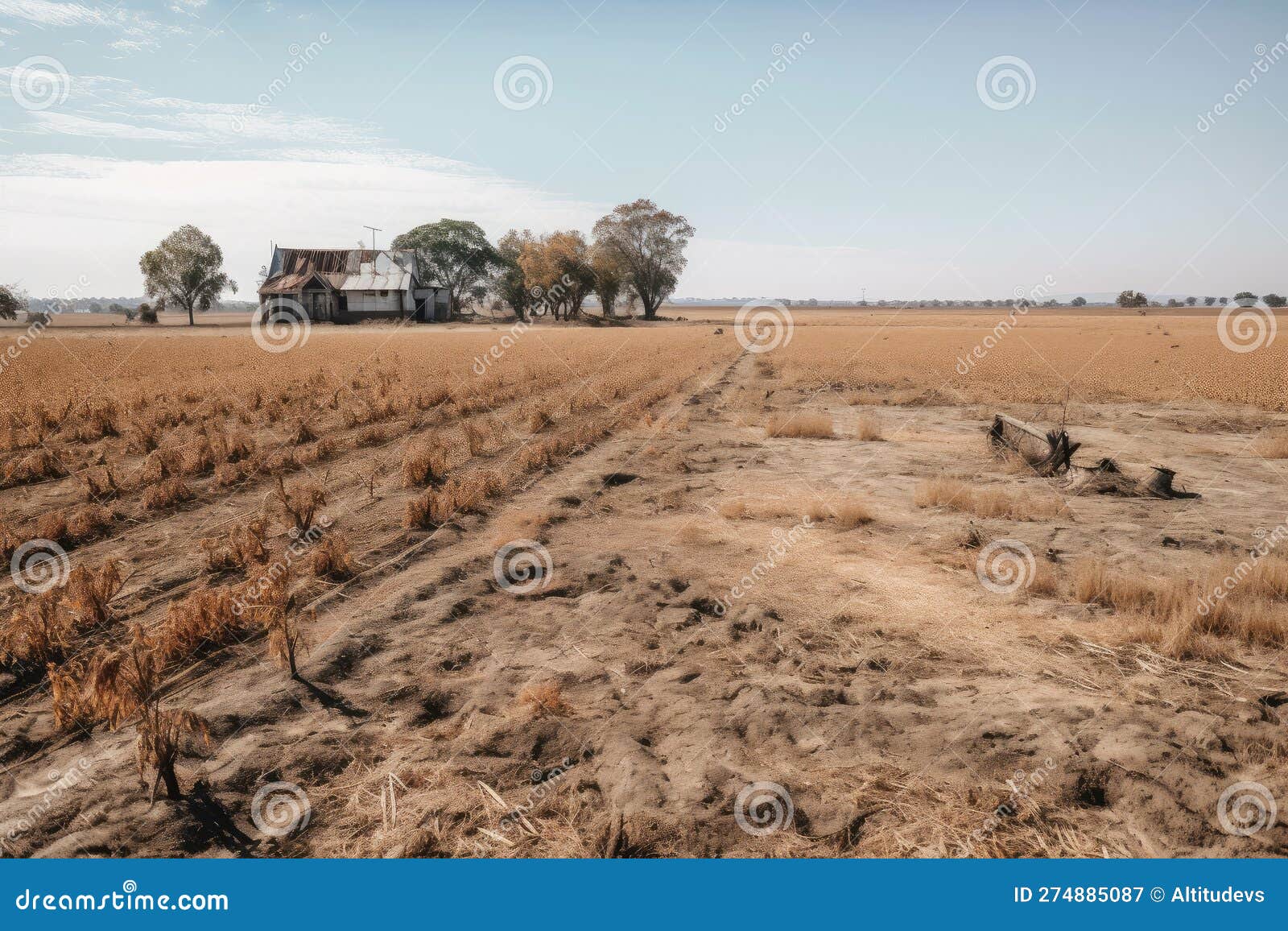 Drought-stricken Farm with Wilted Crops and Dry Fields Stock Image ...