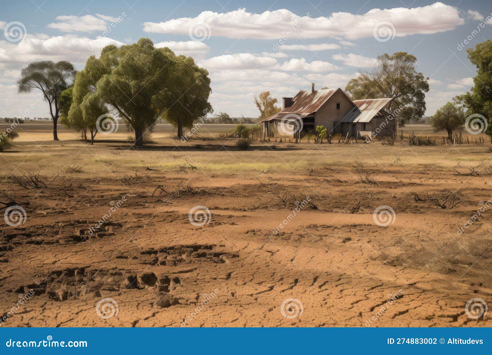 Drought-stricken Farm, with Wilted Crops and Parched Soil Stock ...