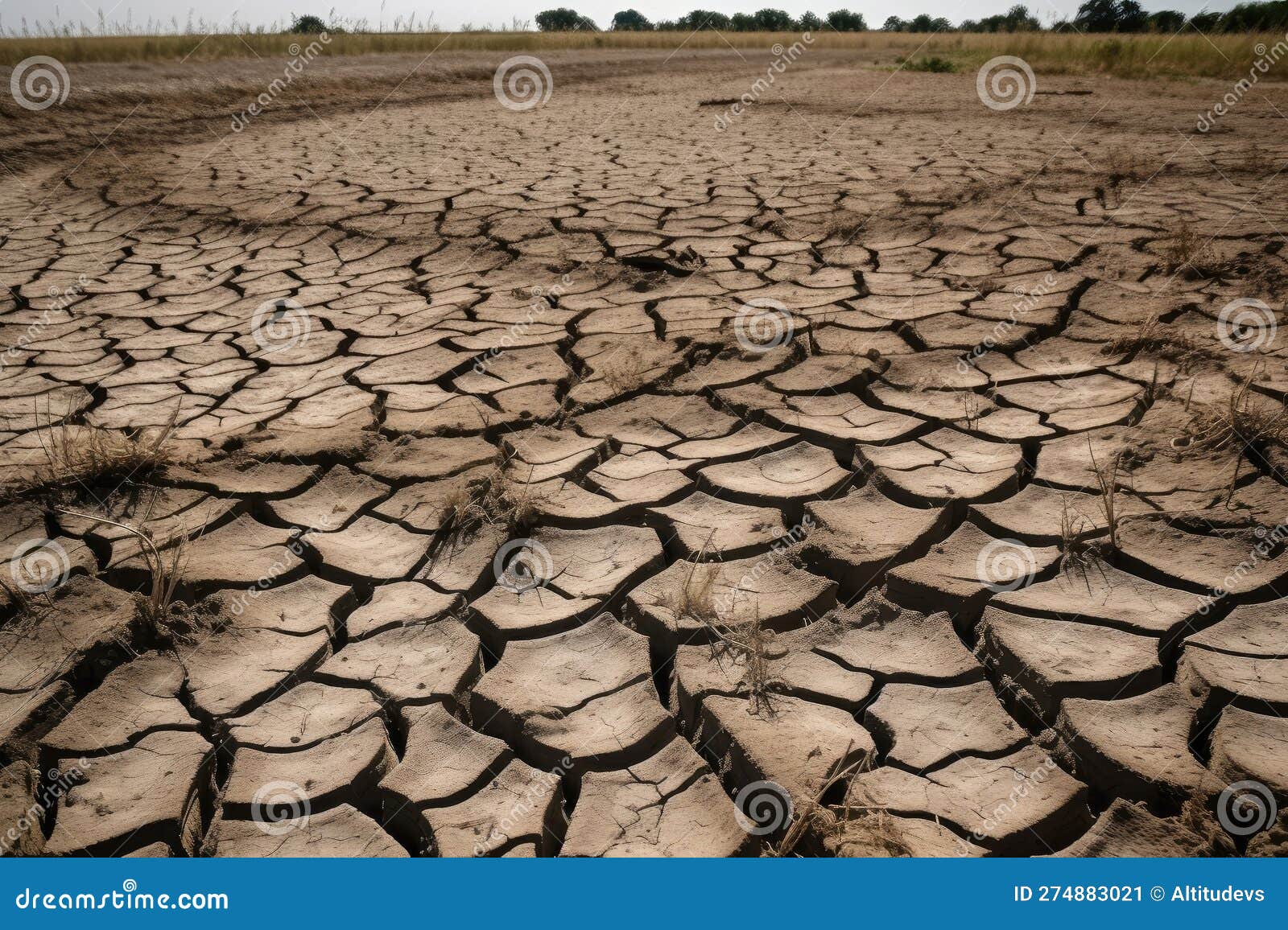 Drought-stricken Field, with Cracked and Dry Soil Stock Illustration ...