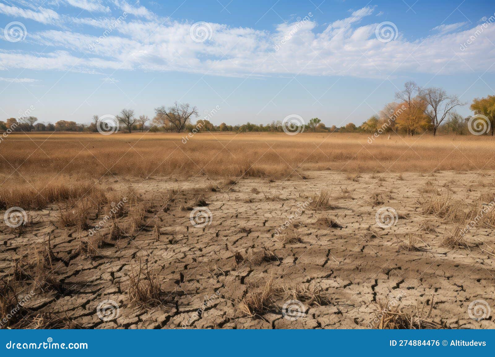 Drought-stricken Field with Dried Crops and Cracked Ground Stock Photo ...
