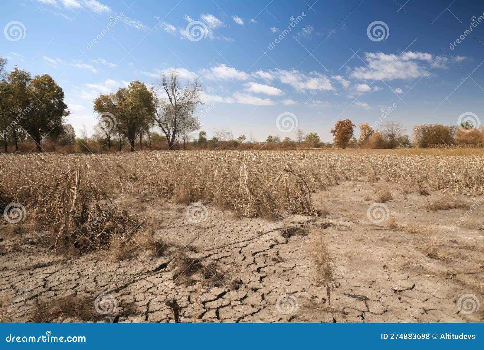 Drought-stricken Field, with Dried Crops and Dead Plants Stock ...