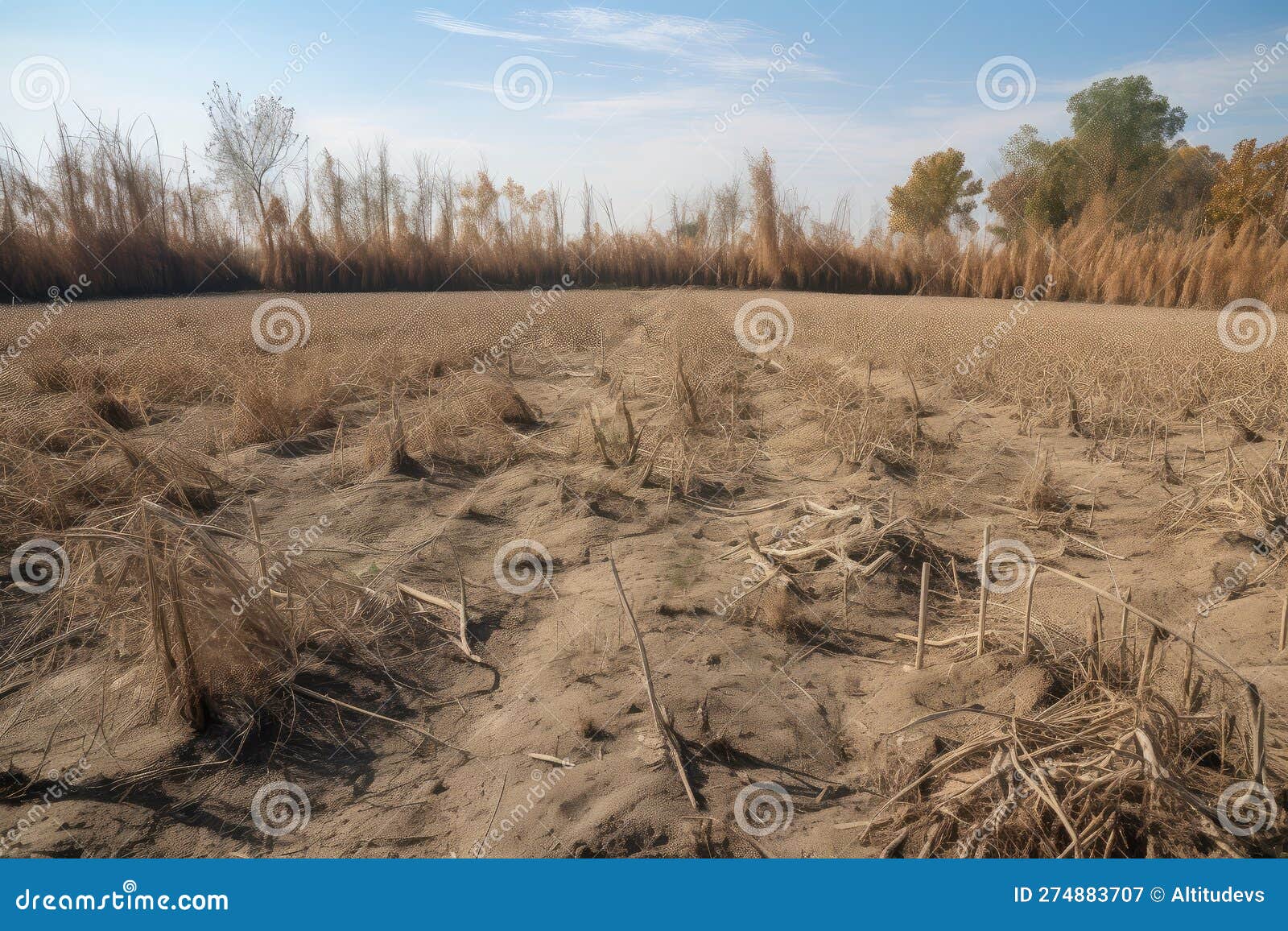 Drought-stricken Field, with Dried Crops and Dead Plants Stock ...
