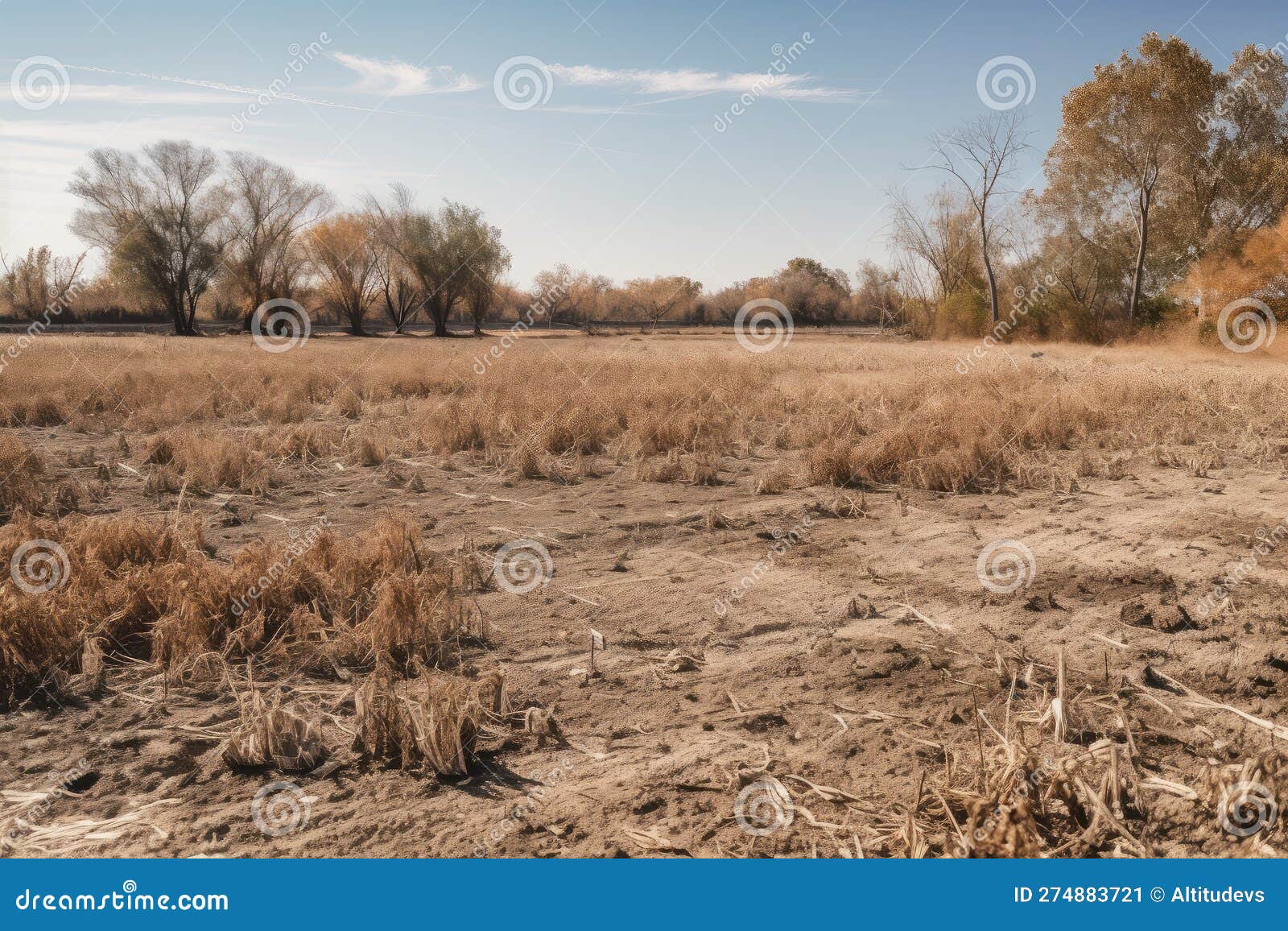 Drought-stricken Field, with Dried Crops and Dead Plants Stock ...