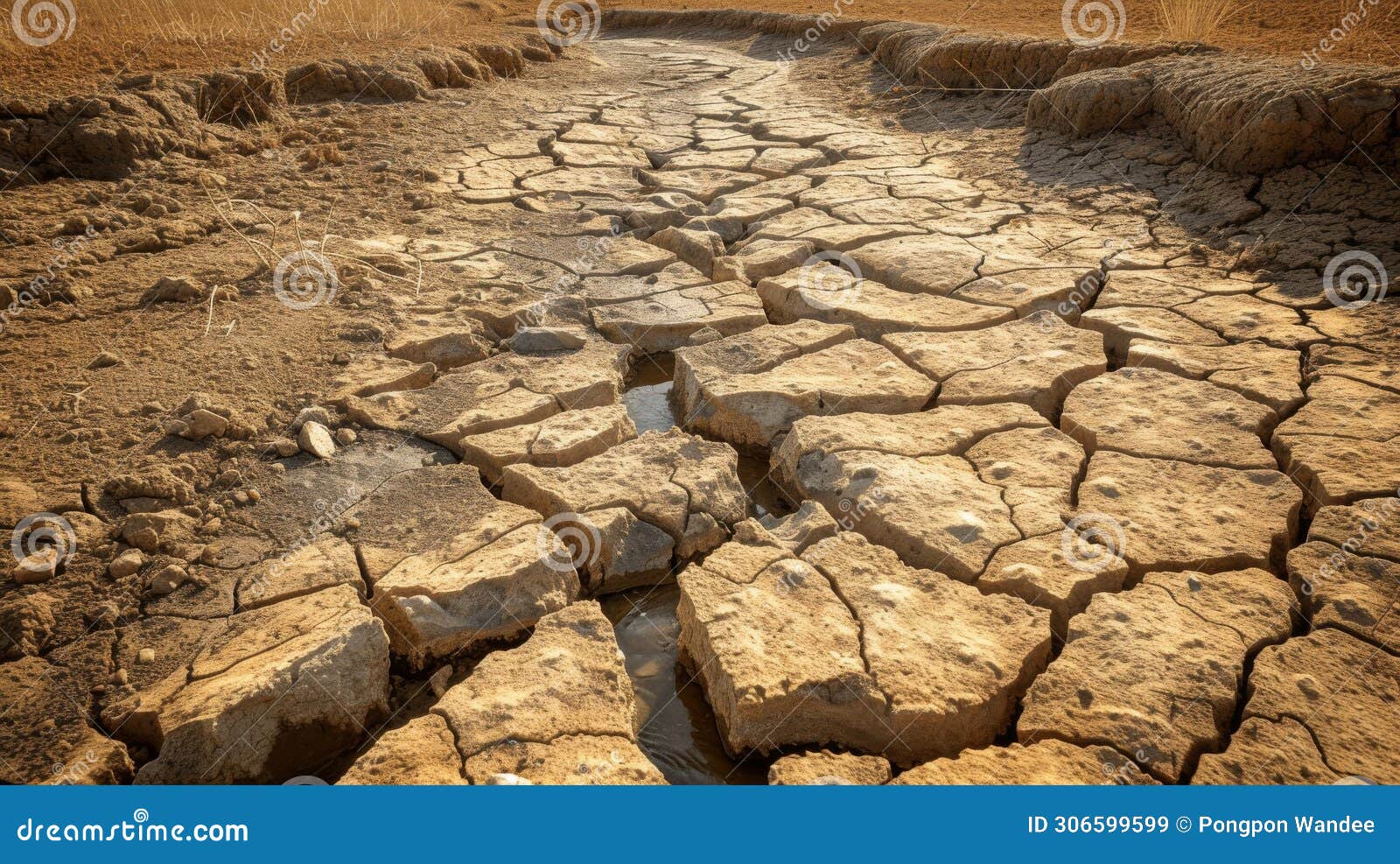 Drought Stricken Land with Cracked Dry Soil Global Warming Stock ...