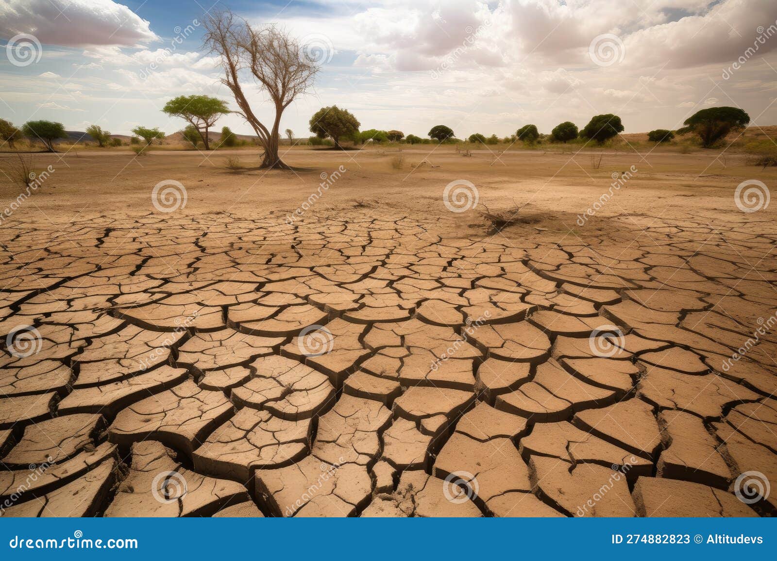 Drought-stricken Landscape with Parched and Cracked Earth Visible Stock ...