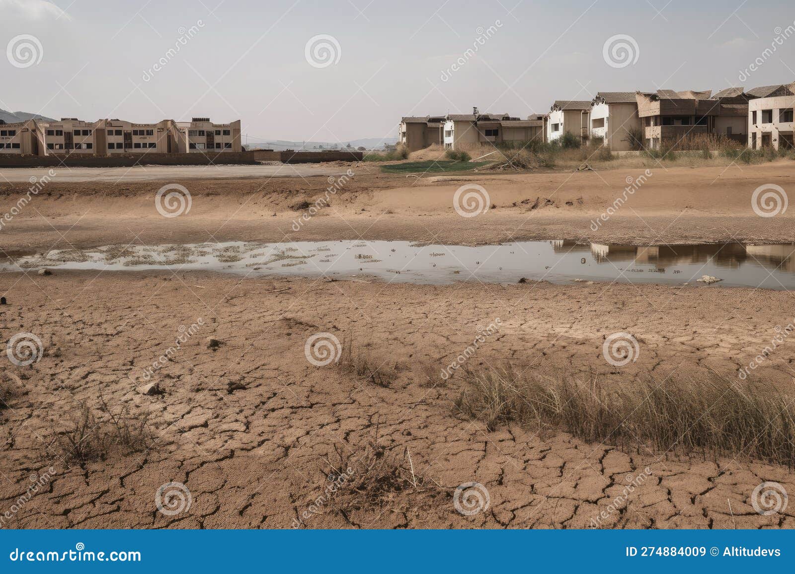 Drought-stricken Town, with Empty Reservoirs and Dry Rivers Stock ...
