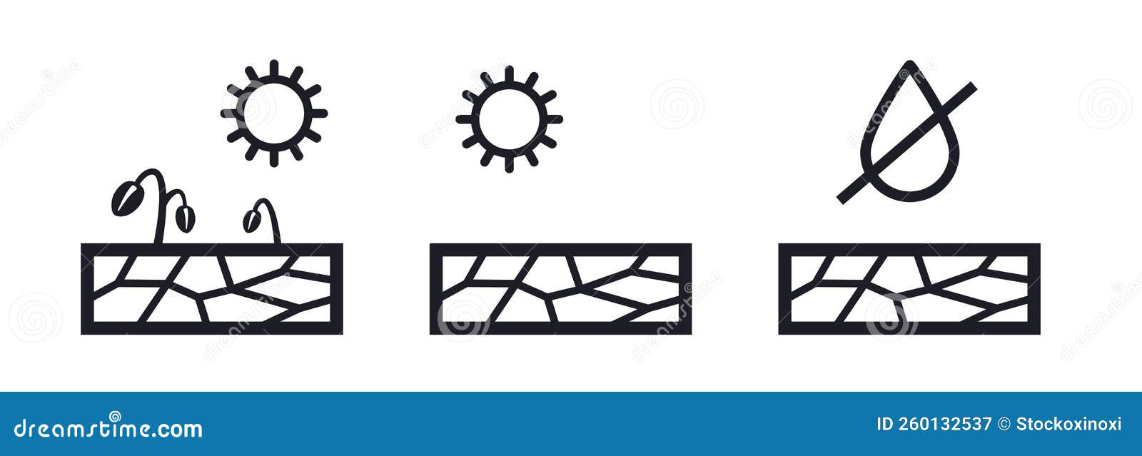 Drought Symbol Cracked Surface and Dryness Icon Stock Vector ...