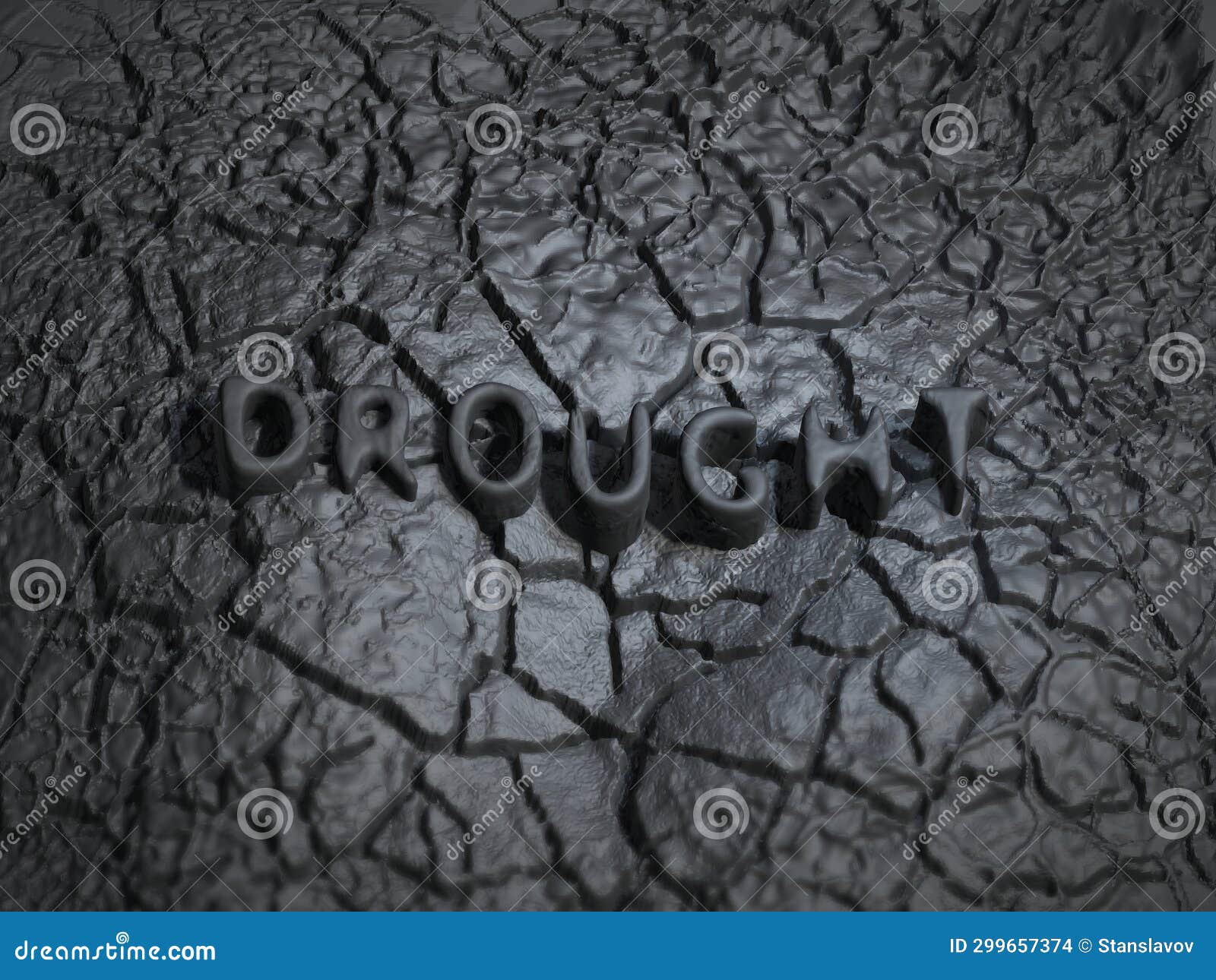 Drought Text Illustration on Cracked Muddy Ground Stock Illustration ...