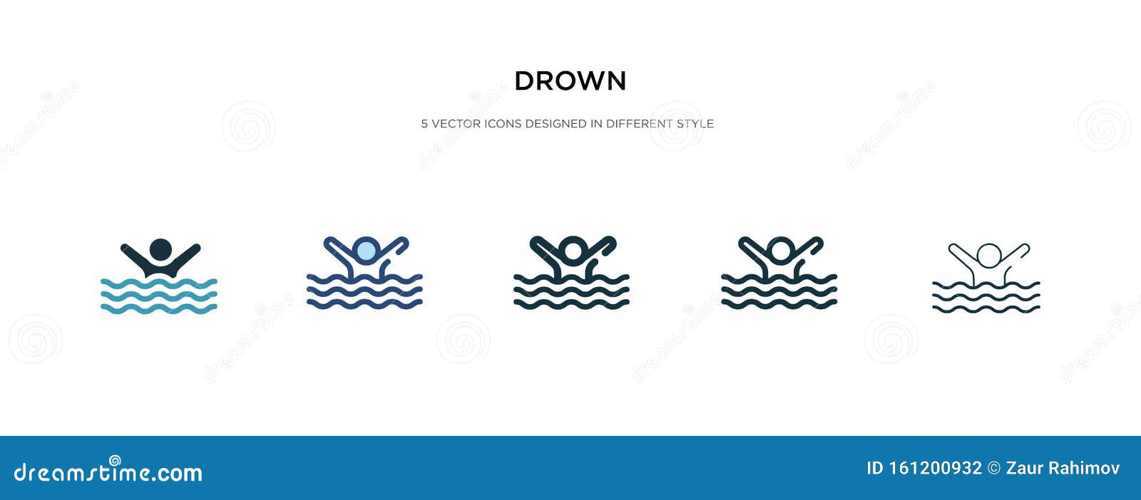 Drown Icon in Different Style Vector Illustration. Two Colored and ...