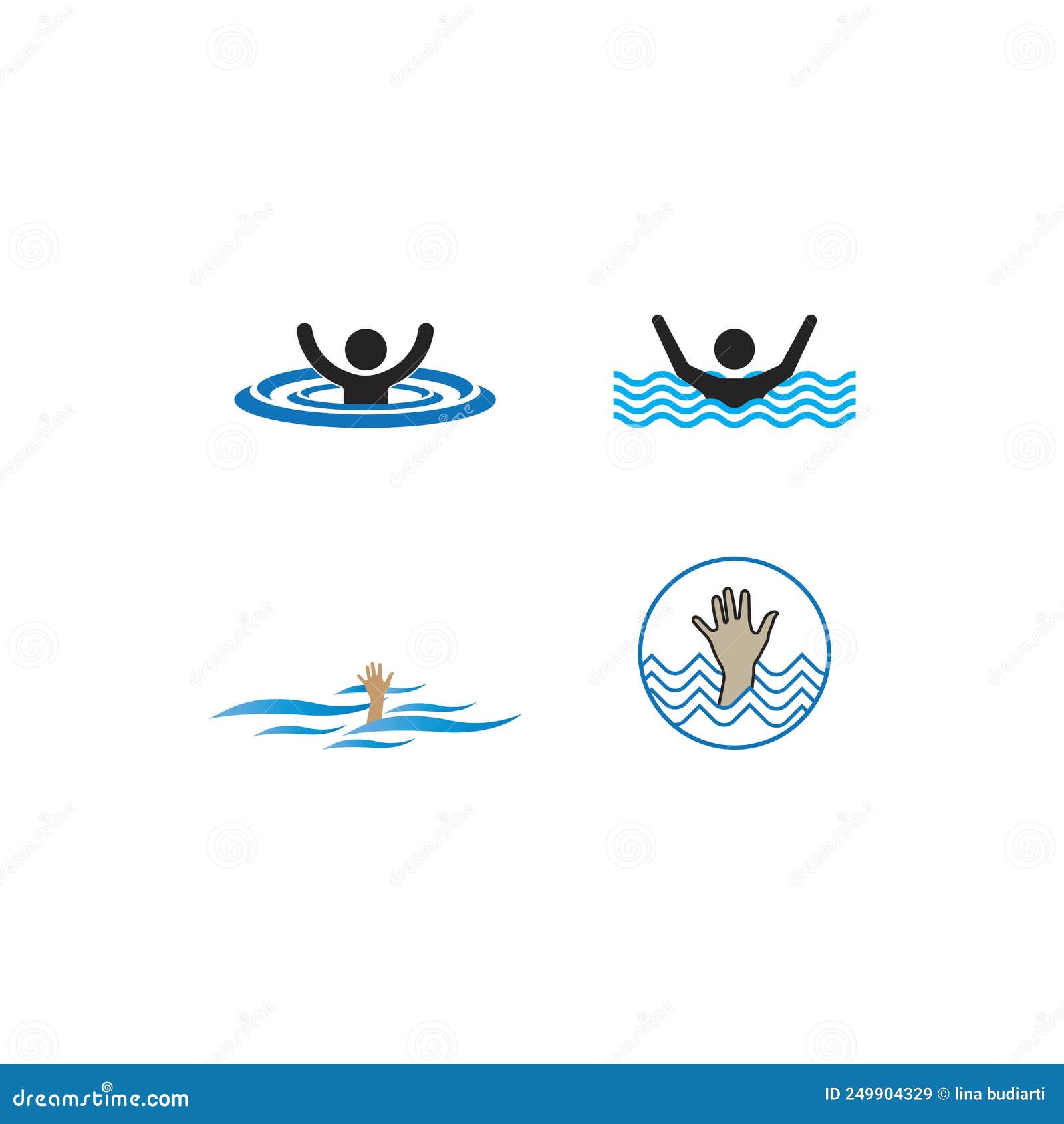 Drown icon stock vector. Illustration of wave, emergency - 249904329