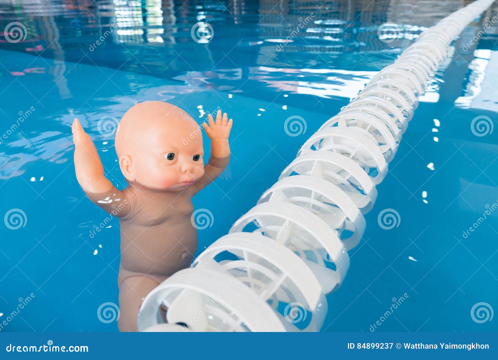 Children Drowning Water The River And Blowing Whistle Show Sign For ...