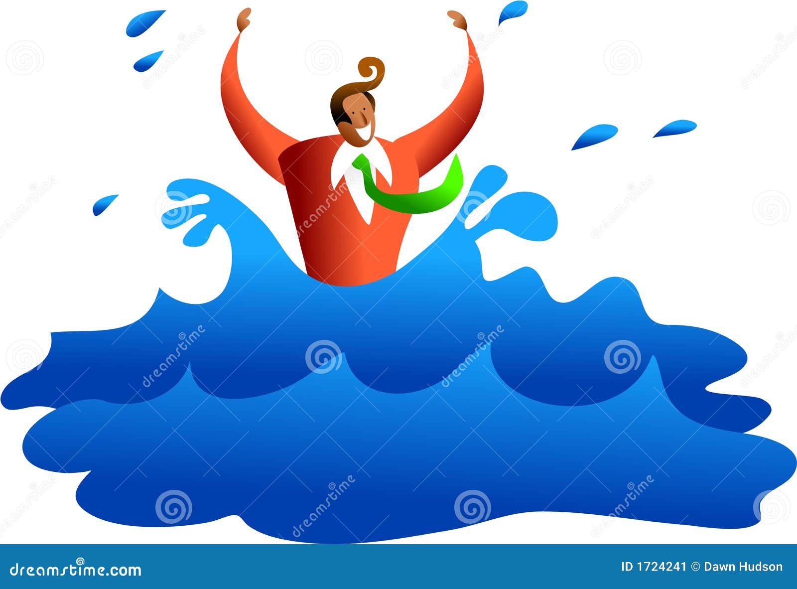 Drowning Business Woman, Help In Burnout Flyer Cartoon Vector ...