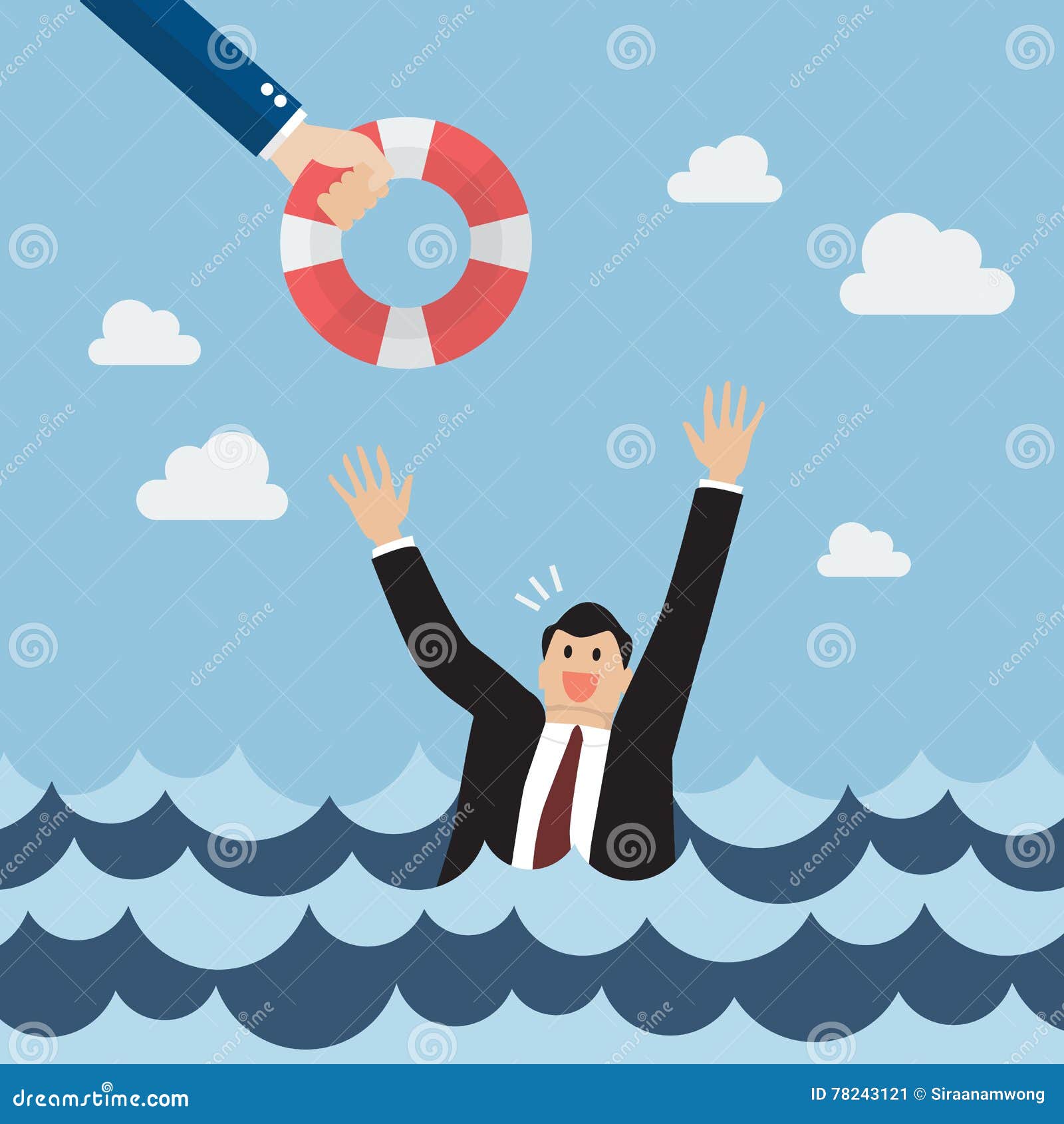 Drowning Businessman Screaming for Help Stock Vector - Illustration of ...