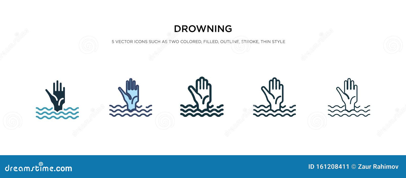 Drowning Icon in Different Style Vector Illustration. Two Colored and Black Drowning Vector ...