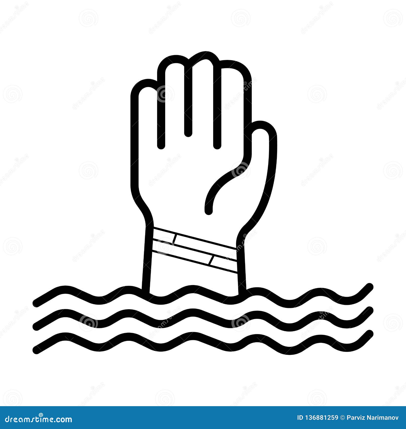 Drowning Icon Person Drown Drowned Man Calling Wave For Help Black ...