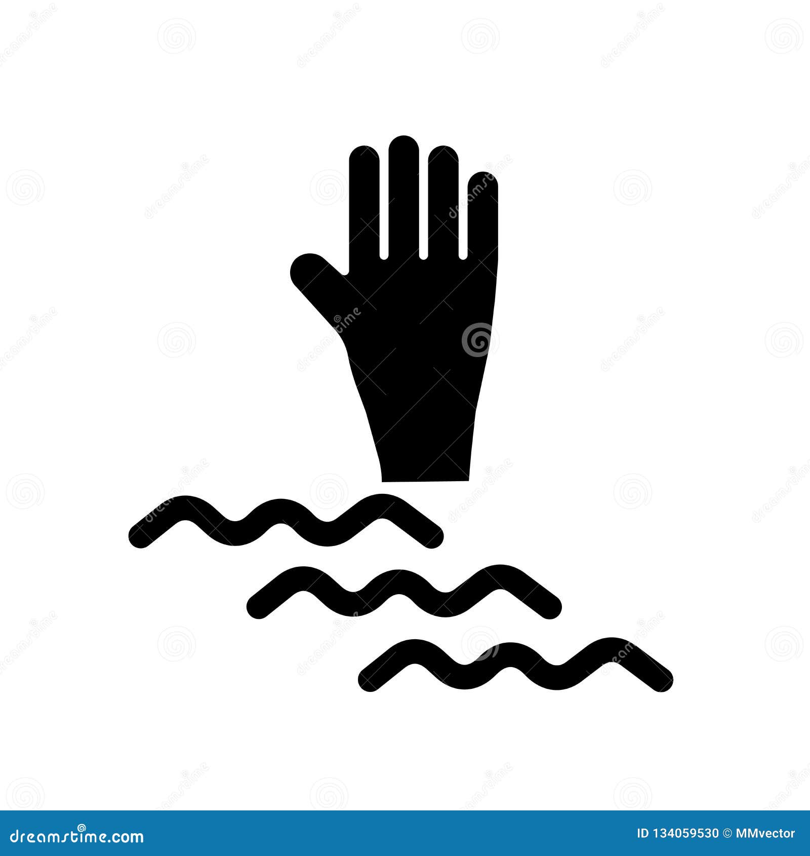 Drowning Icon Person Drown Drowned Man Calling Wave For Help Black ...