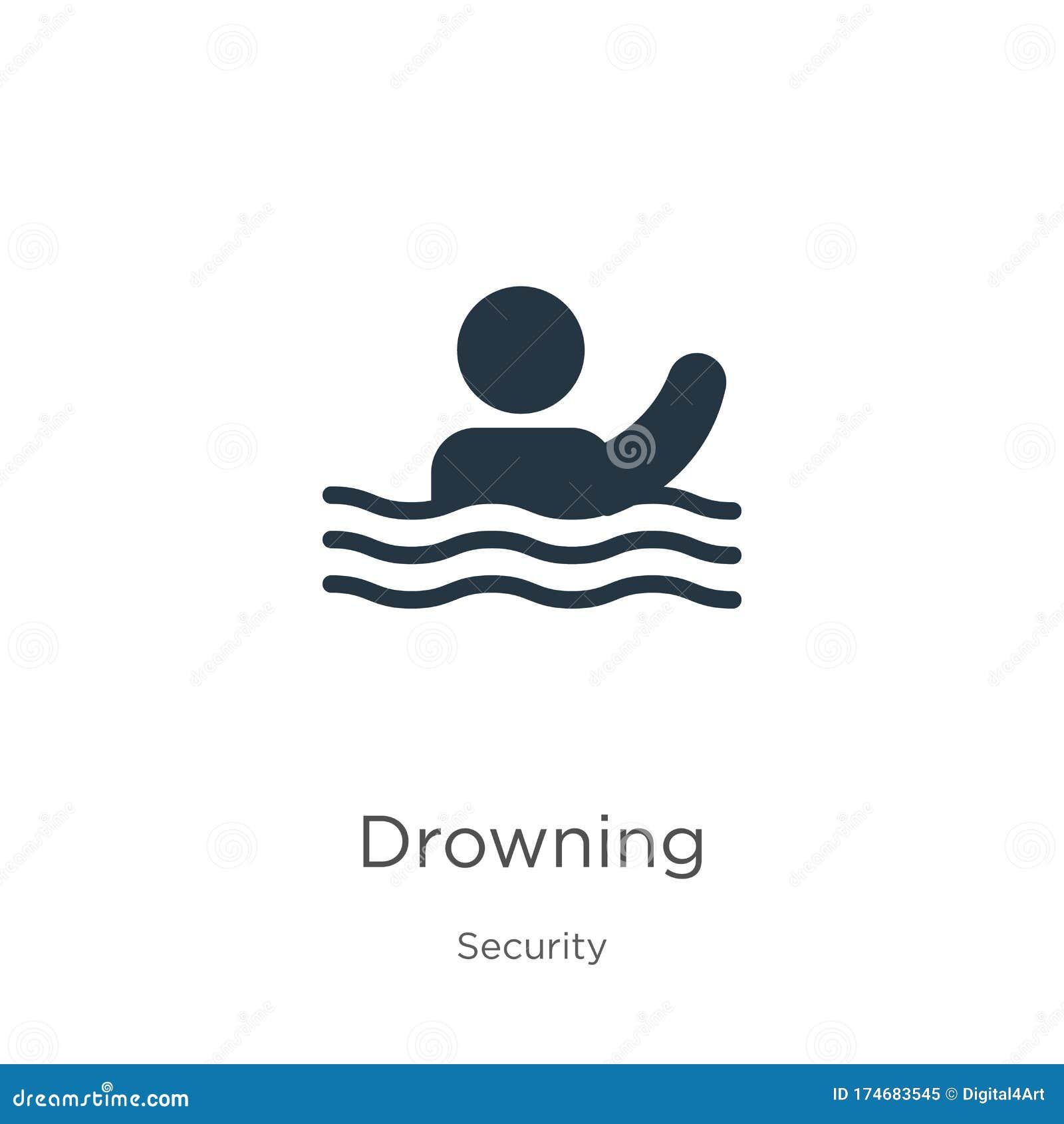 Drowning Icon Person Drown Drowned Man Calling Wave For Help Black ...