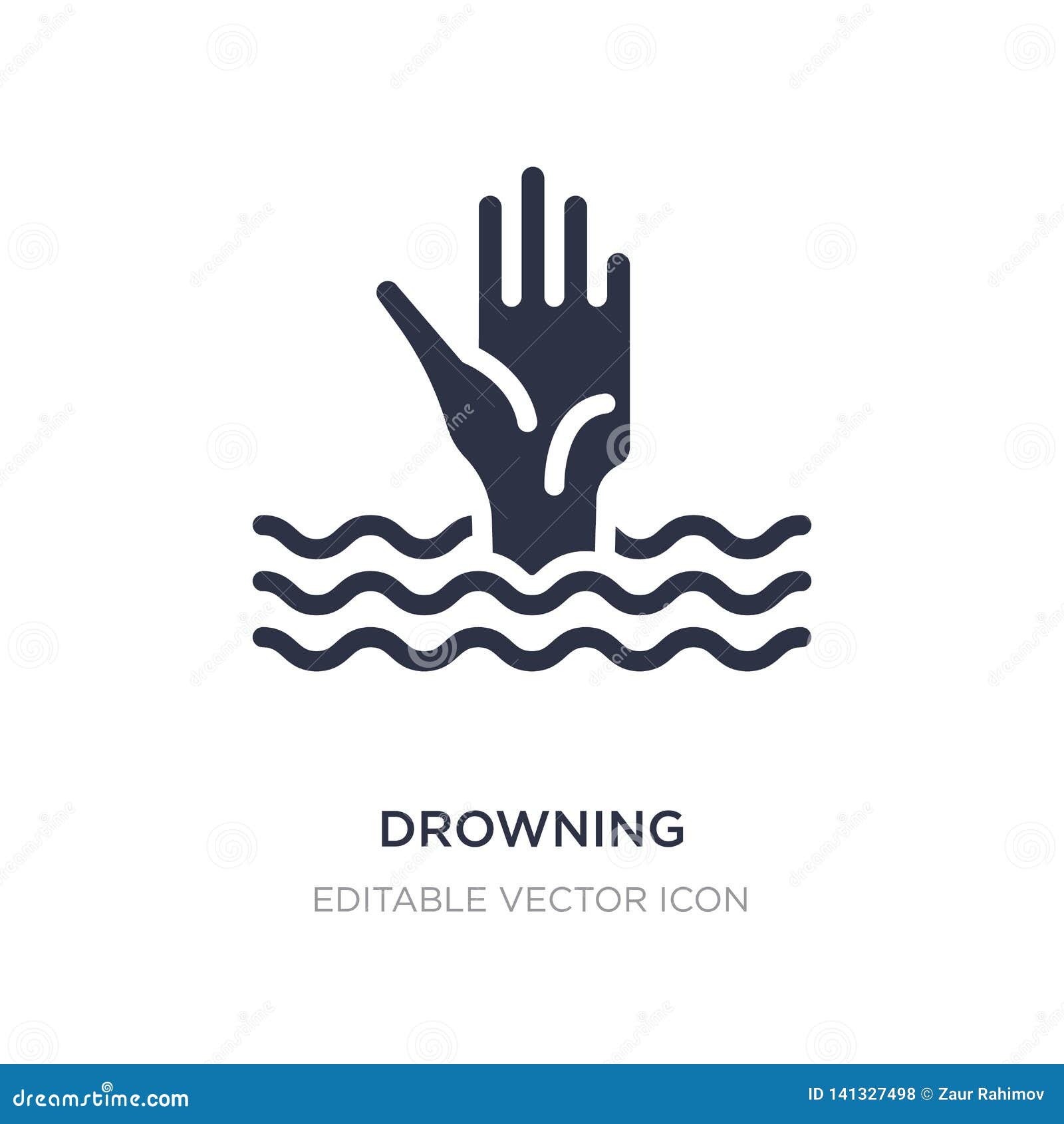 Drowning Icon Person Drown Drowned Man Calling Wave For Help Black ...