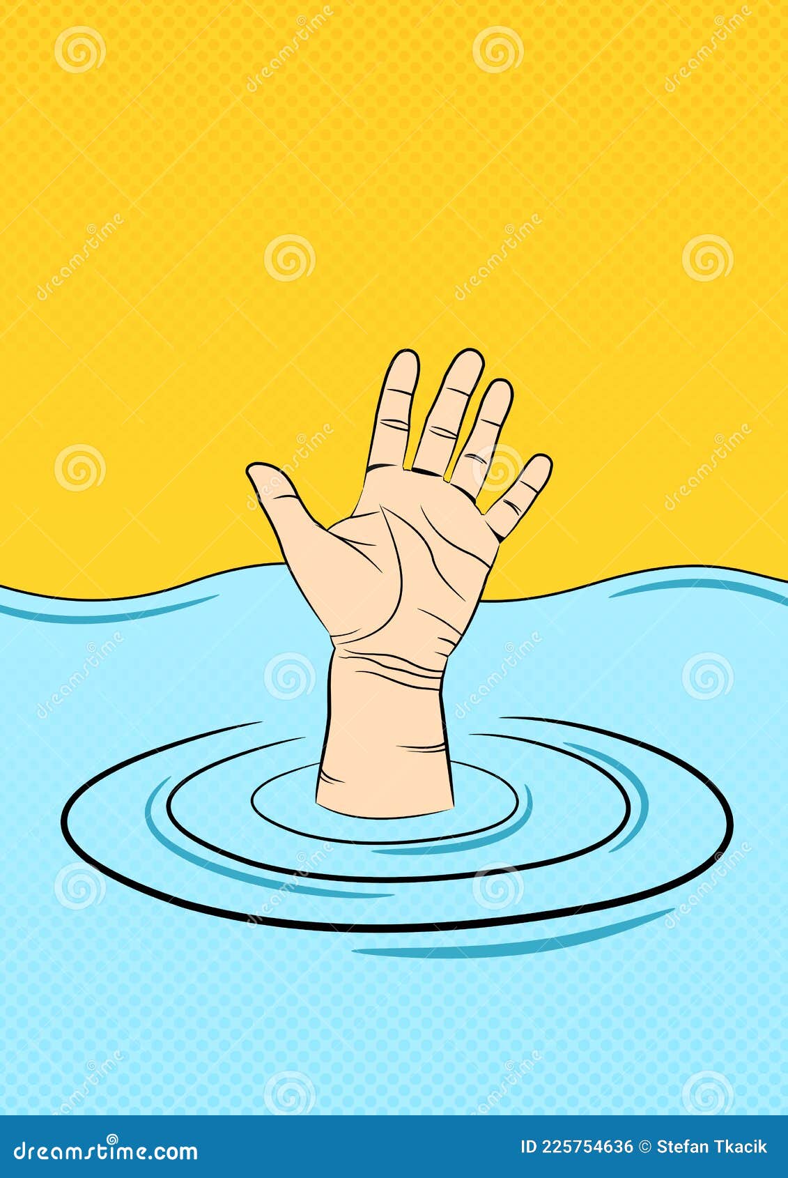 Drowning man. stock illustration. Illustration of fingers - 225754636
