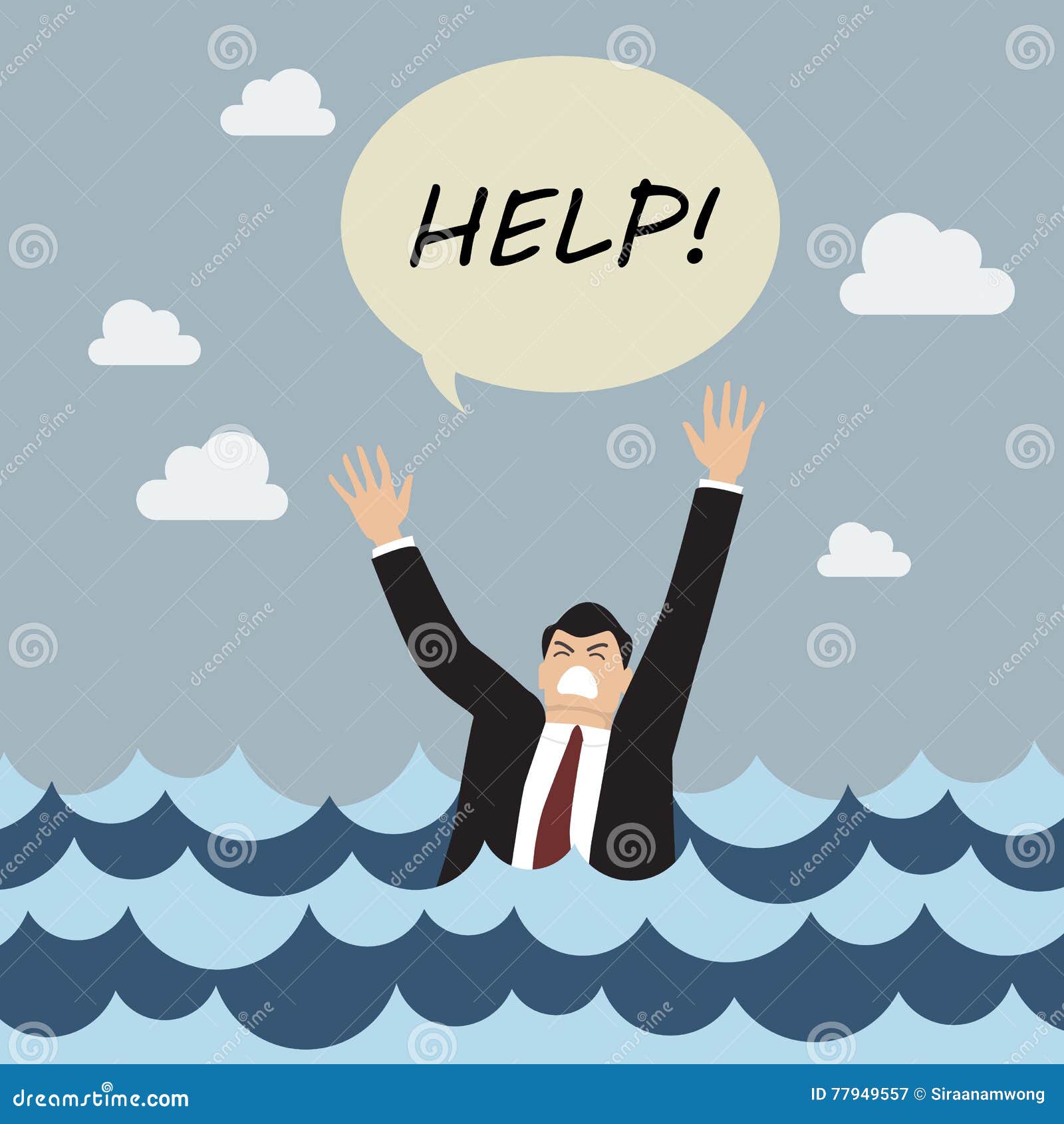Drowning Man Screaming for Help Stock Vector - Illustration of ...