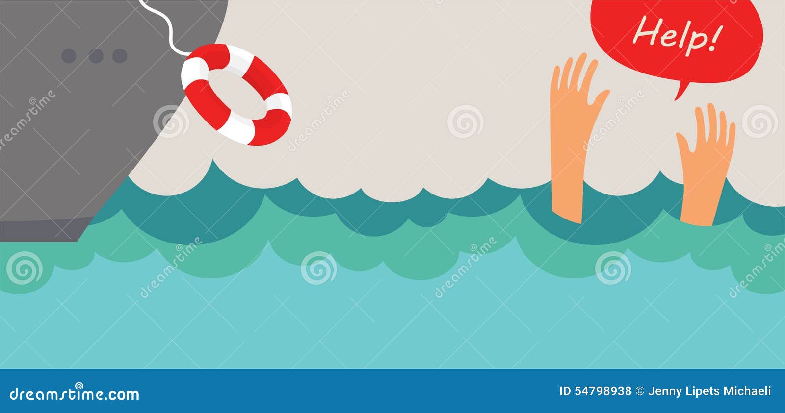 Drowning Man Screaming for Help. Summer Danger Stock Vector ...