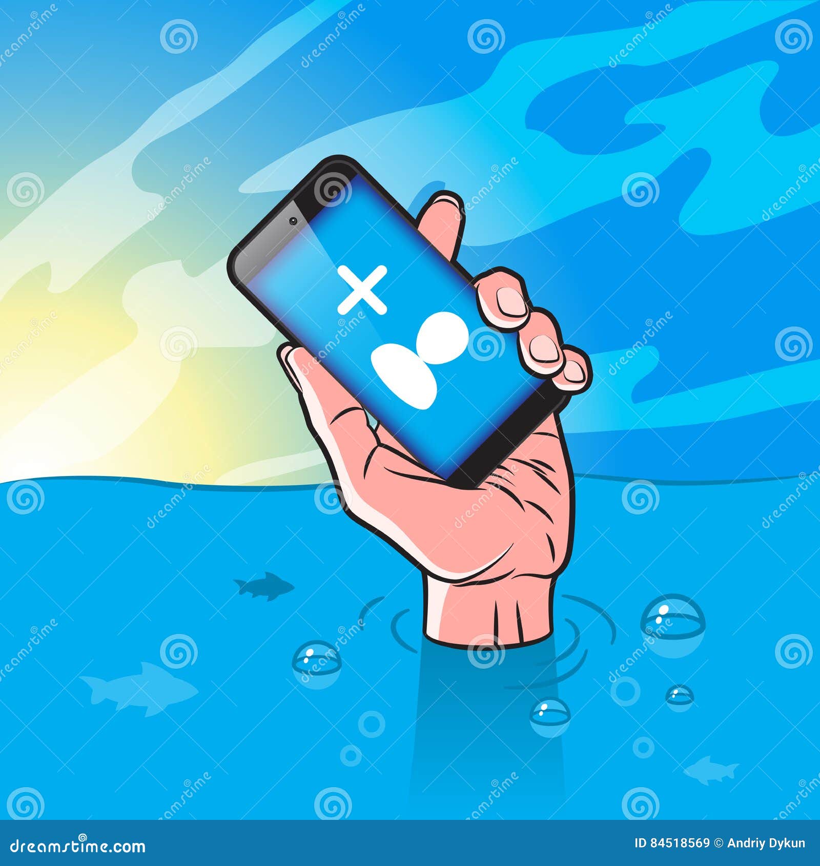 Man Drowning In A Smartphone Stock Image | CartoonDealer.com #177800629