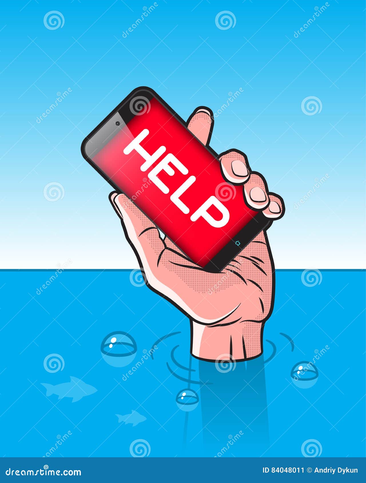 Man Drowning In A Smartphone Stock Image | CartoonDealer.com #177800629