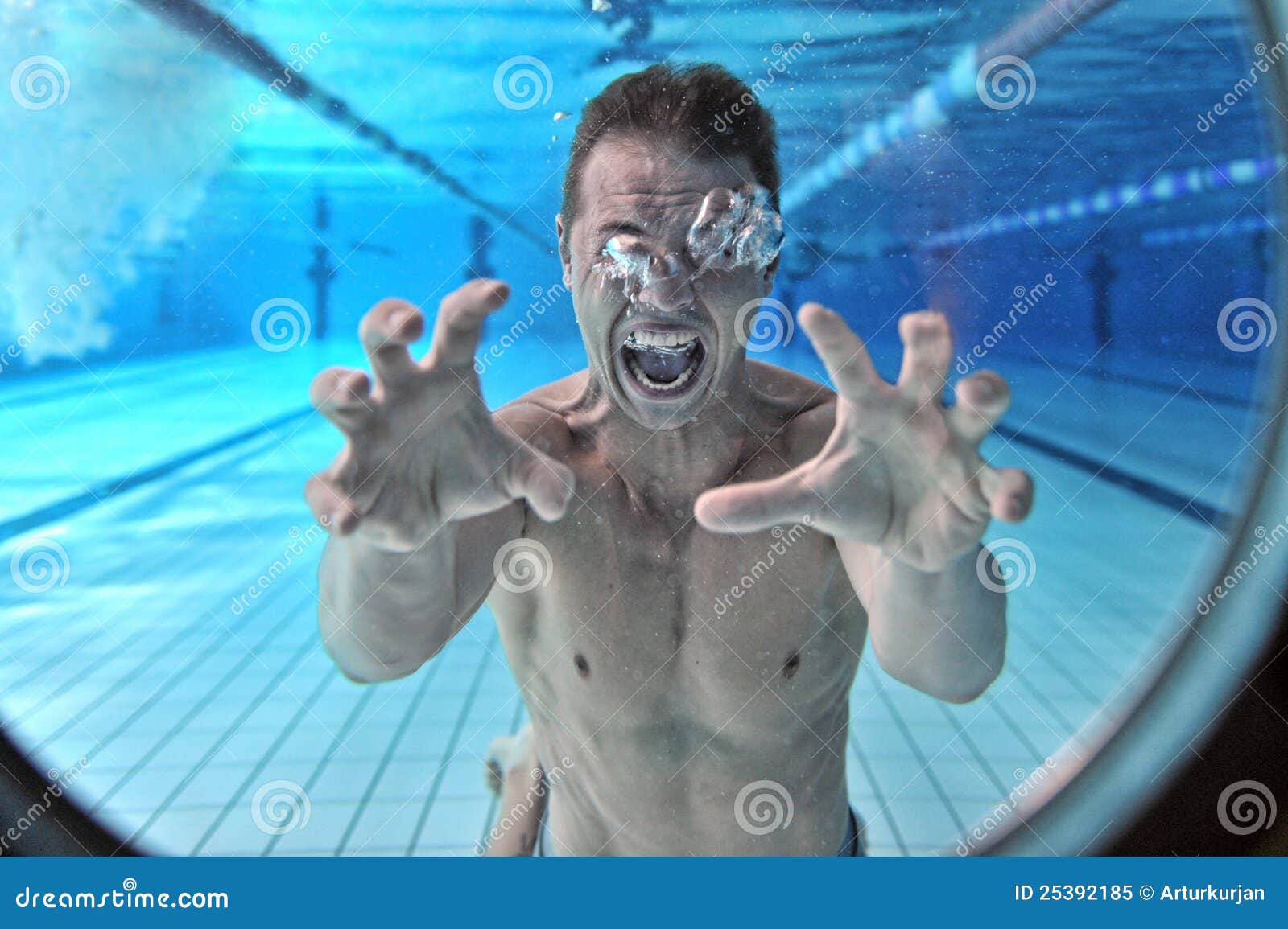 Drowning Man Underwater Diver Stock Image - Image of danger, glass ...