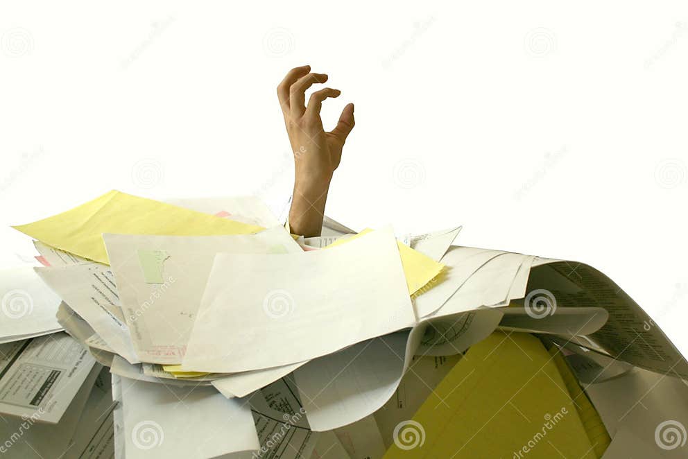 Drowning in Paperwork stock photo. Image of help, stressor - 2914476