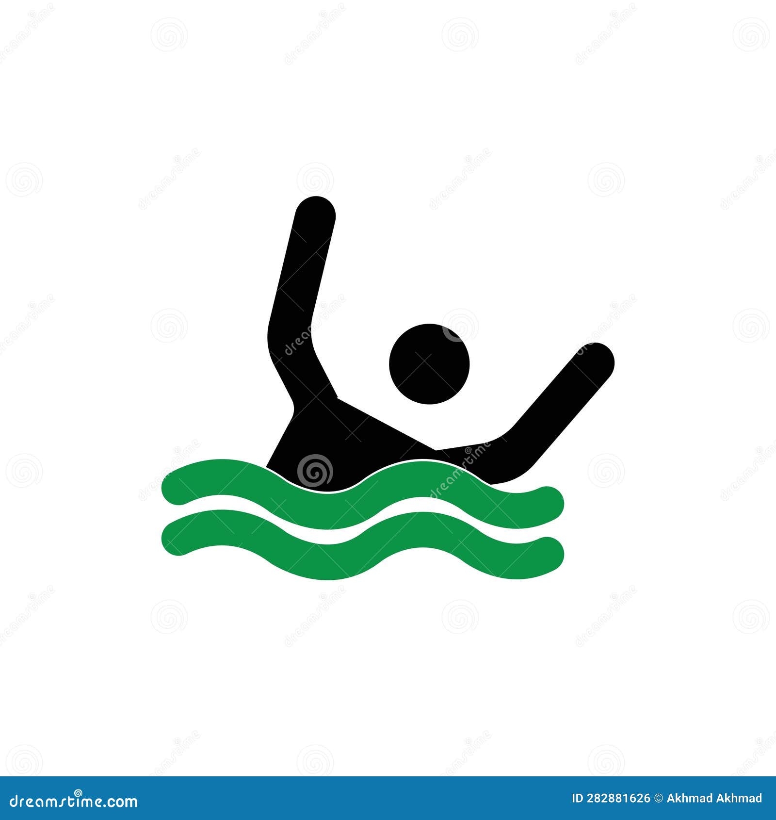 Drowning person icon stock vector. Illustration of black - 282881626