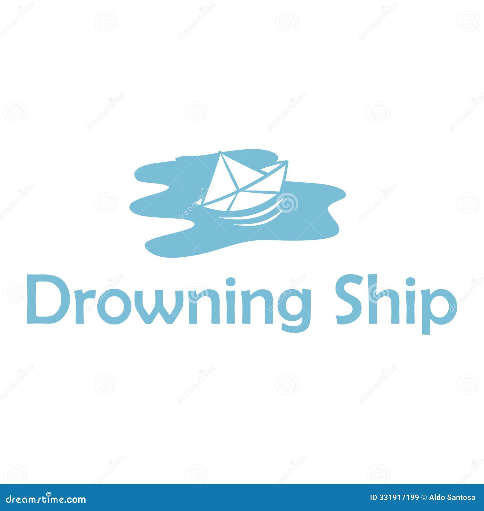 Drowning Ship Minimalist Logo Design Stock Vector - Illustration of ...