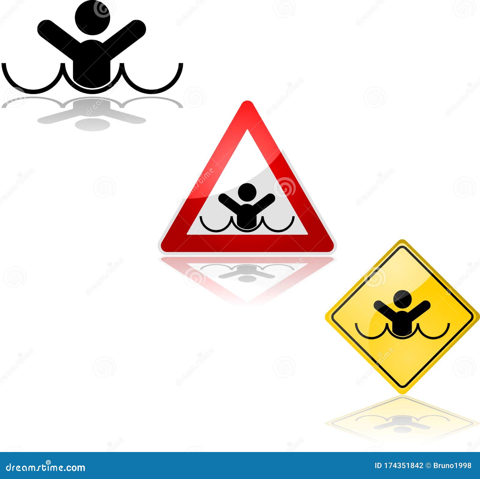 Drowning signs stock vector. Illustration of vector - 174351842