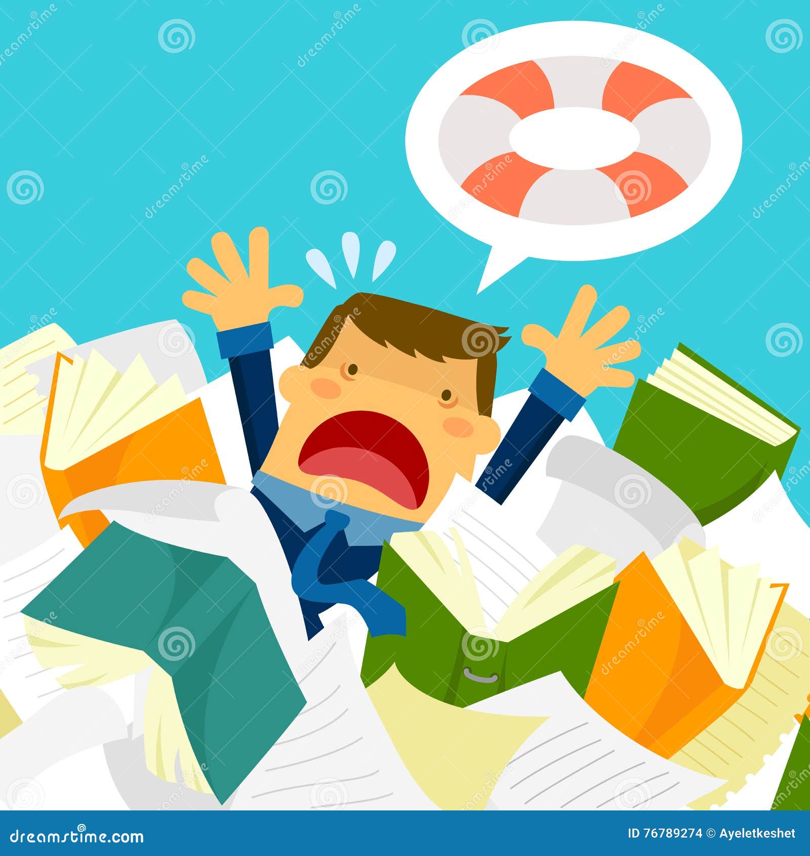 Teacher Drowning In Paperwork Clipart