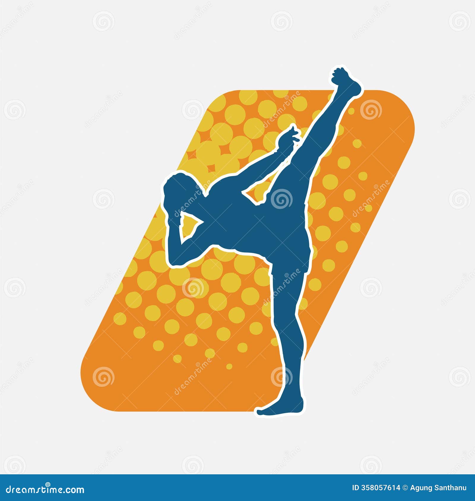 Silhouette of a Male Kickboxer Athlete in Action Pose. Stock Vector ...