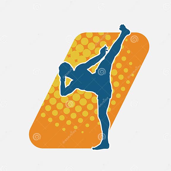 Silhouette of a Male Kickboxer Athlete in Action Pose. Stock Vector ...