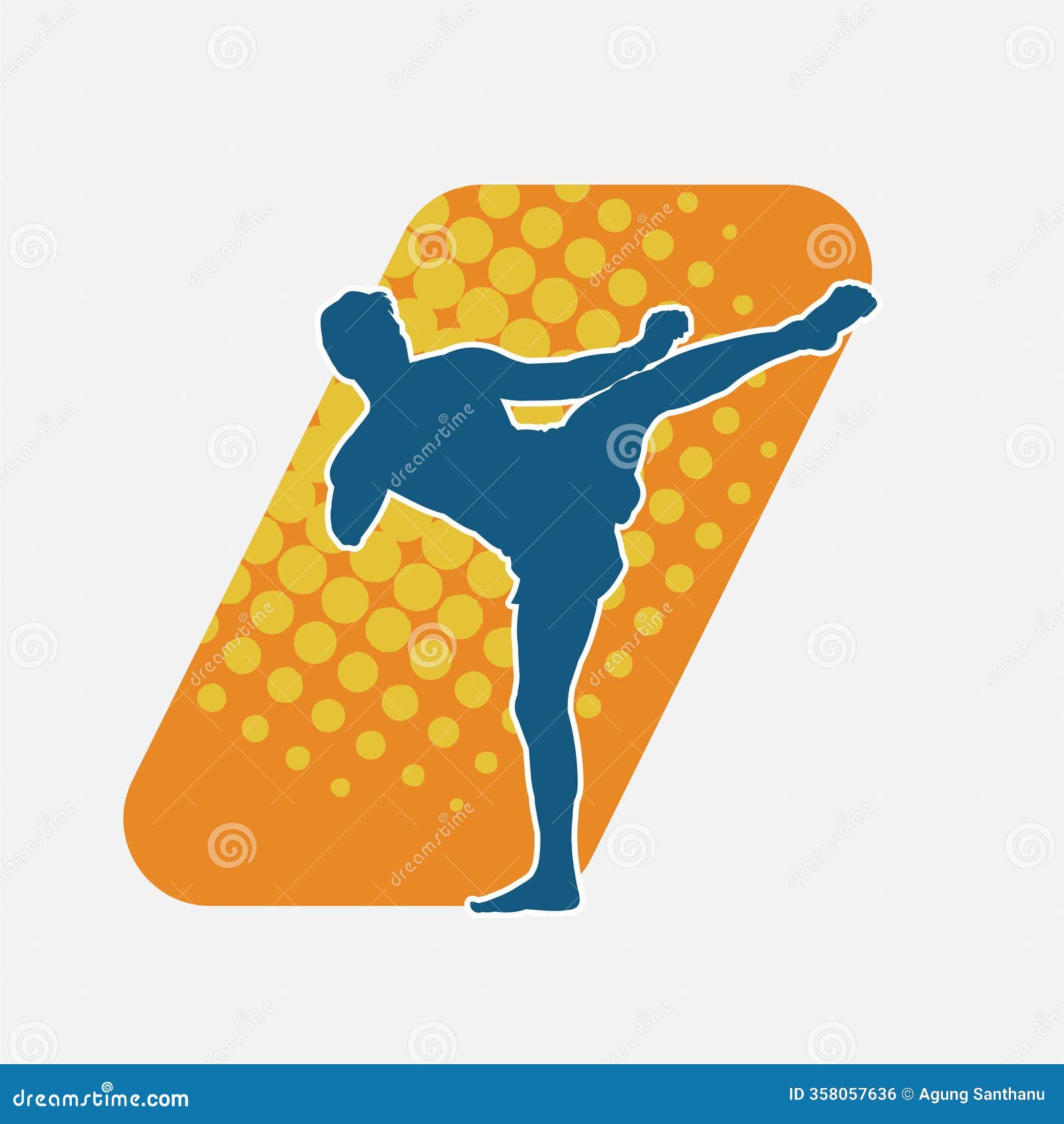 Silhouette of a Male Kickboxer Athlete in Action Pose. Stock Vector ...